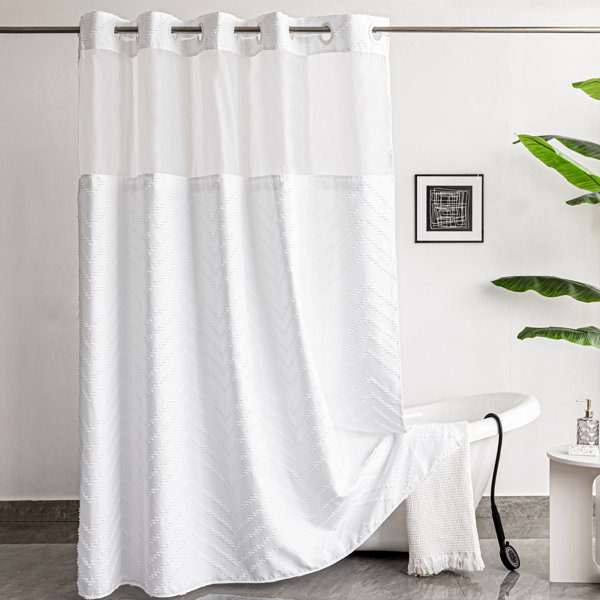 Ebern Designs Andard Chevron Shower Curtain With Liner Included